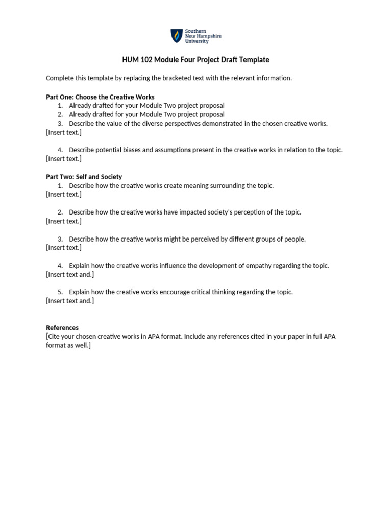 HUM 102 Module Four Project Draft Template | PDF