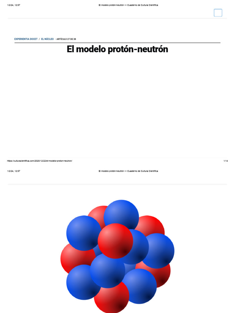 El Modelo Protón-Neutrón - Cuaderno de Cultura Científica | PDF ...
