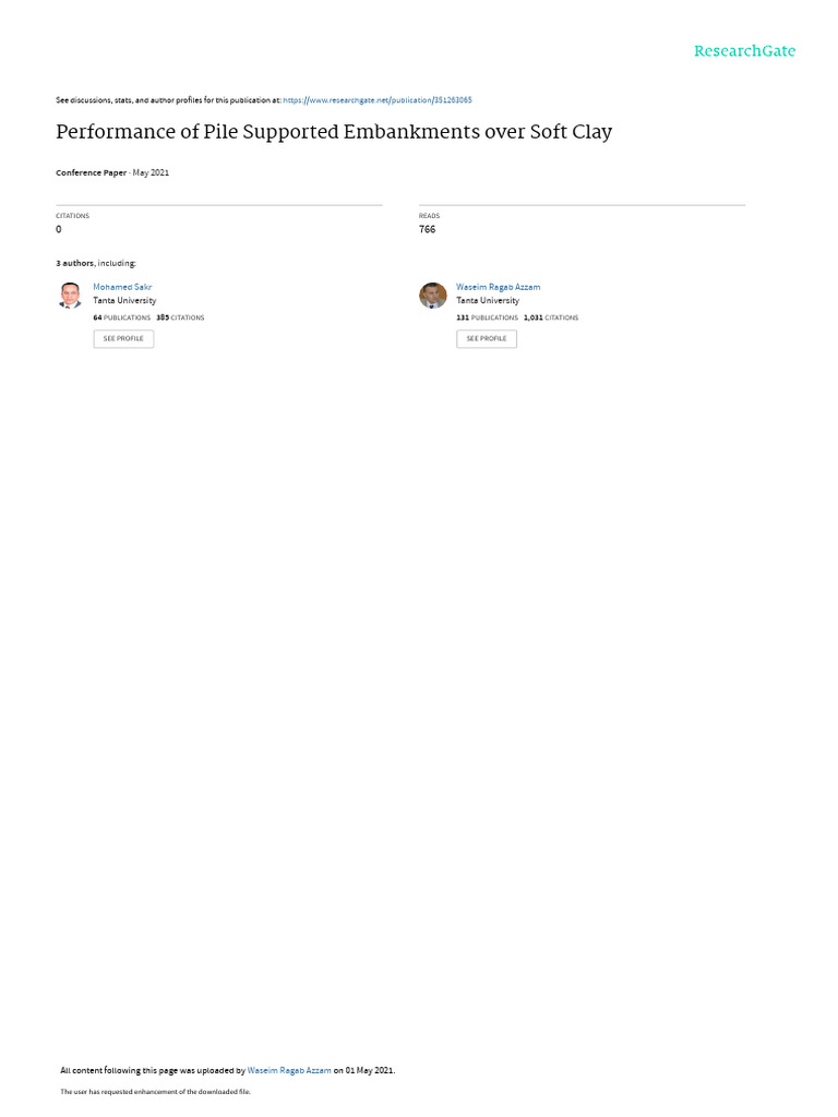 Performance of Pile Supported Embankments Over Soft Clay | PDF | Deep ...