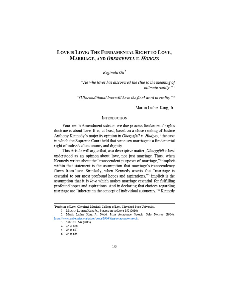 Love Is Love Reginald Oh | PDF | Due Process Clause | Obergefell V. Hodges