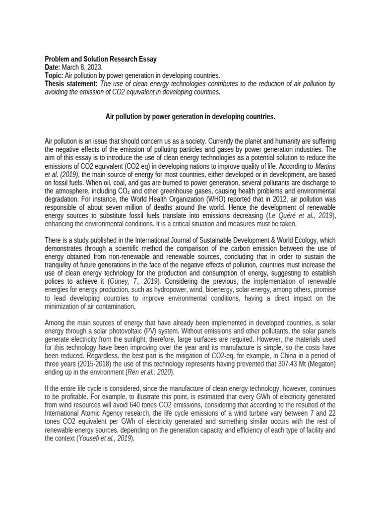 Air Pollution by Power Generation in Developing Countries ACFL | PDF | Renewable Energy | Energy ...