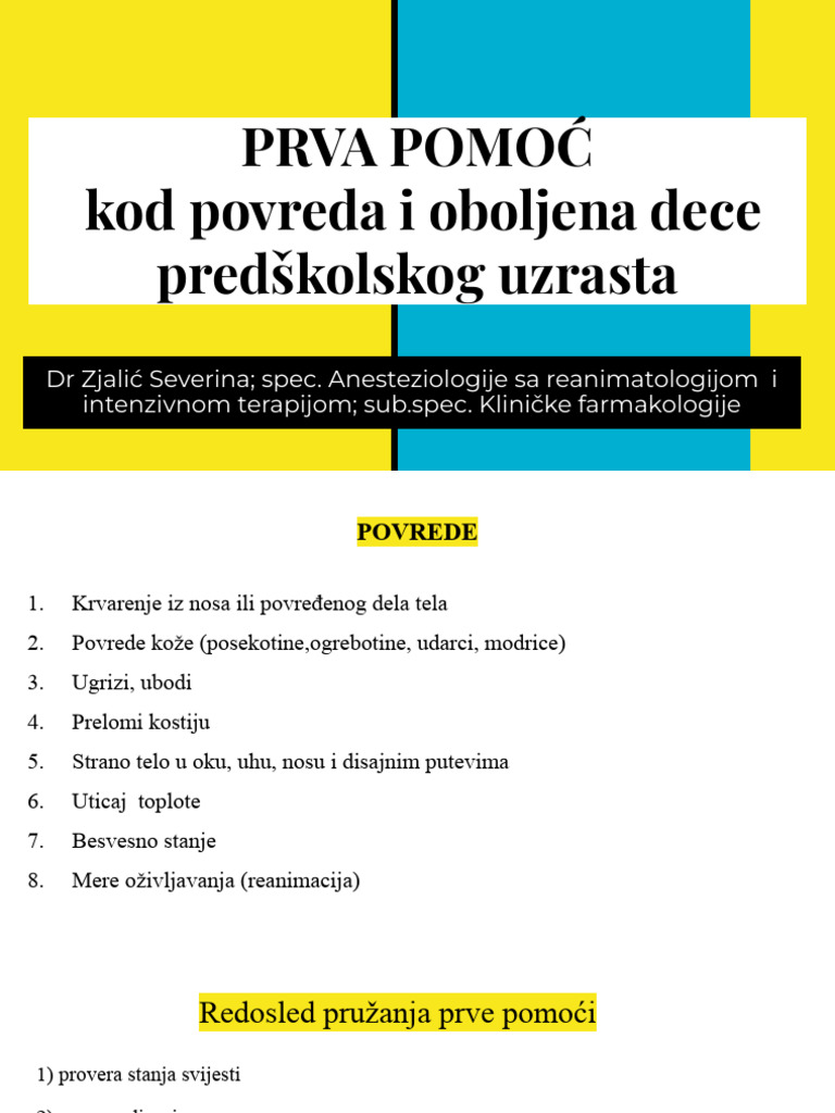 PRVA POMOĆ Kod Povreda I Oboljena Dece Predškolskog Uzrasta-3 | PDF