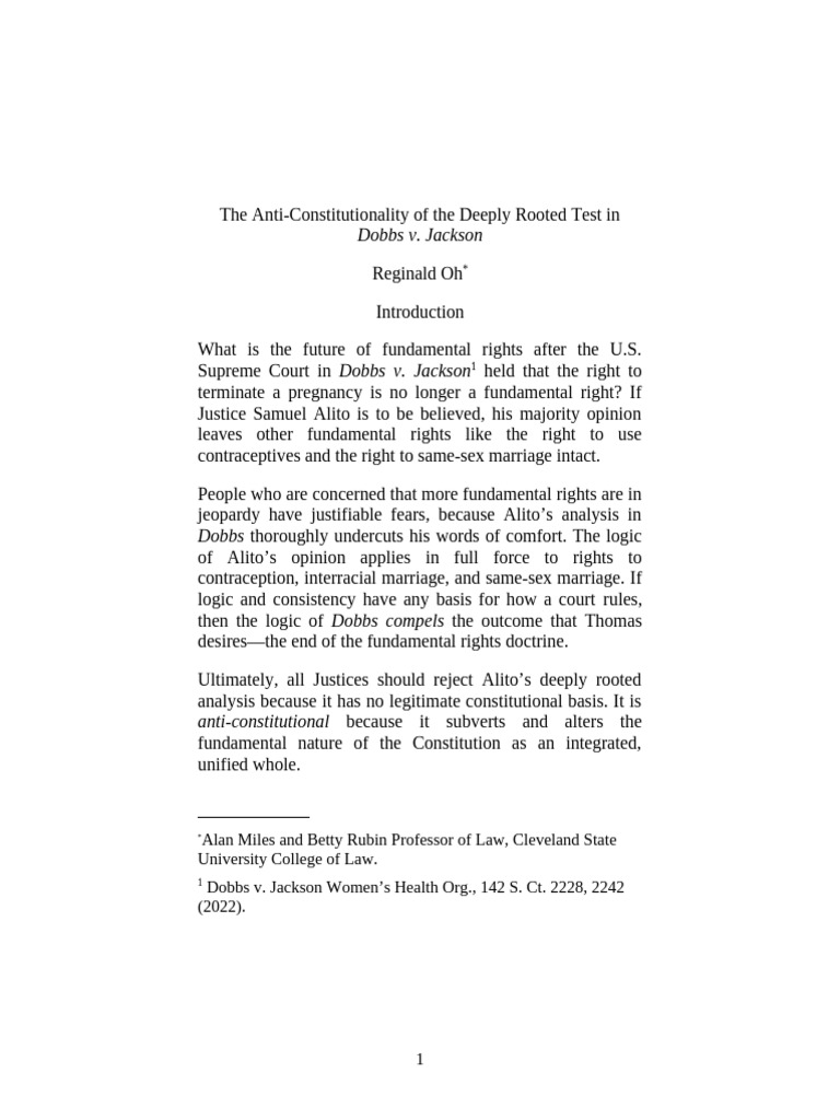 Anti-Constitutional Dobbs NYLS PRESENTATION V 2 | PDF | Due Process ...