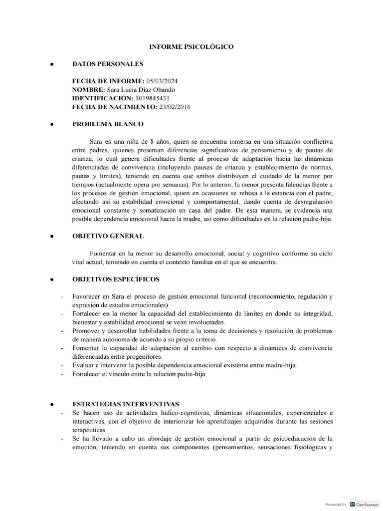 Informe Sara Lucia Díaz Obando 05 - 03 - 2024 | PDF