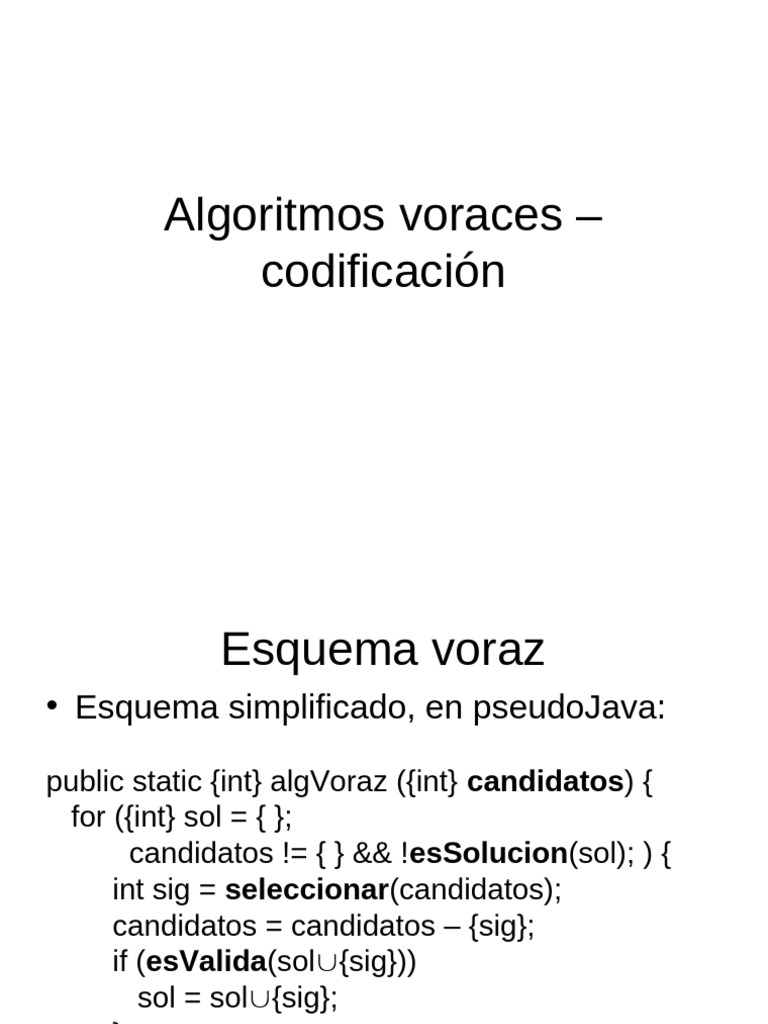 Algoritmos Voraces Codificacion | PDF | Algoritmos y Estructuras de ...