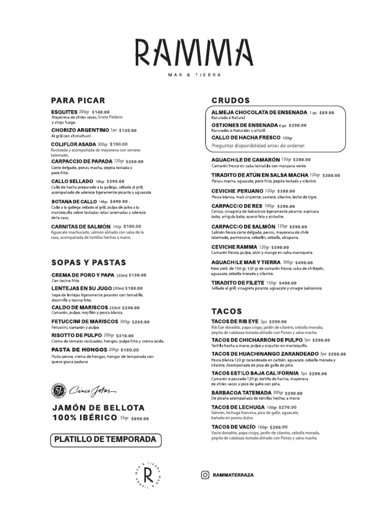 Menu Ramma 2024 | PDF | ensalada | Vinagreta
