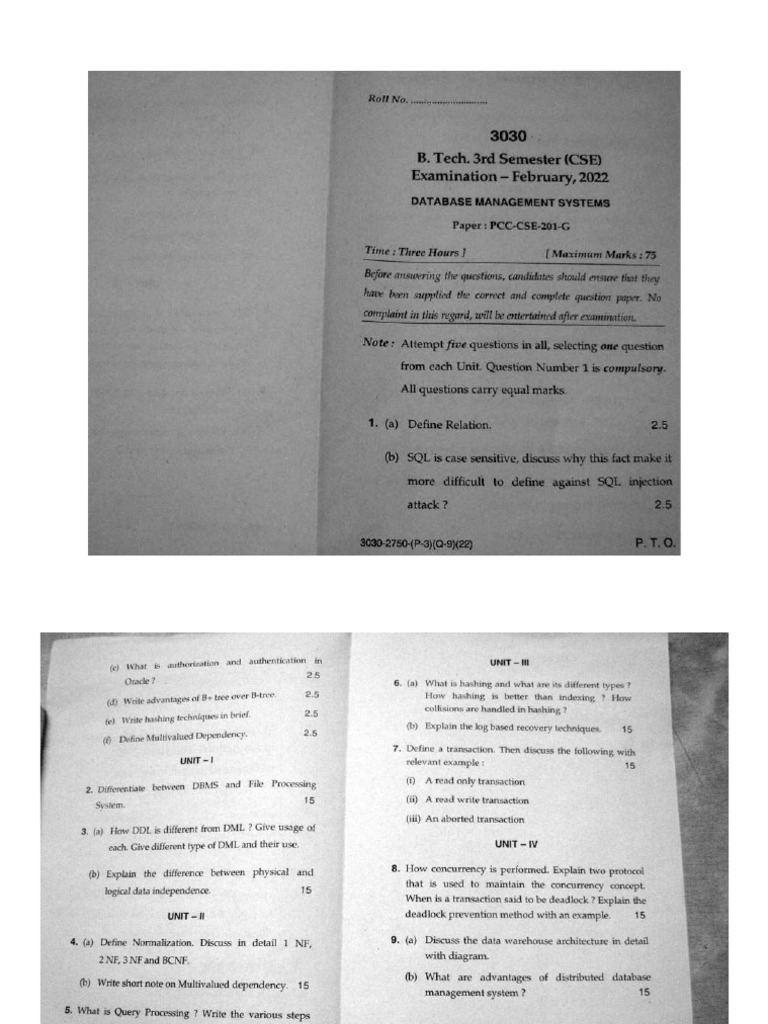 2022 B.TECH 3rd SEM DATABASE MANAGEMENT SYSTEM | PDF