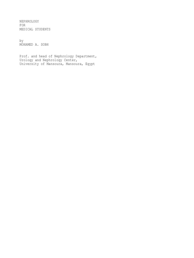 Nephrology For Medical Students Pdf Kidney Organ Anatomy