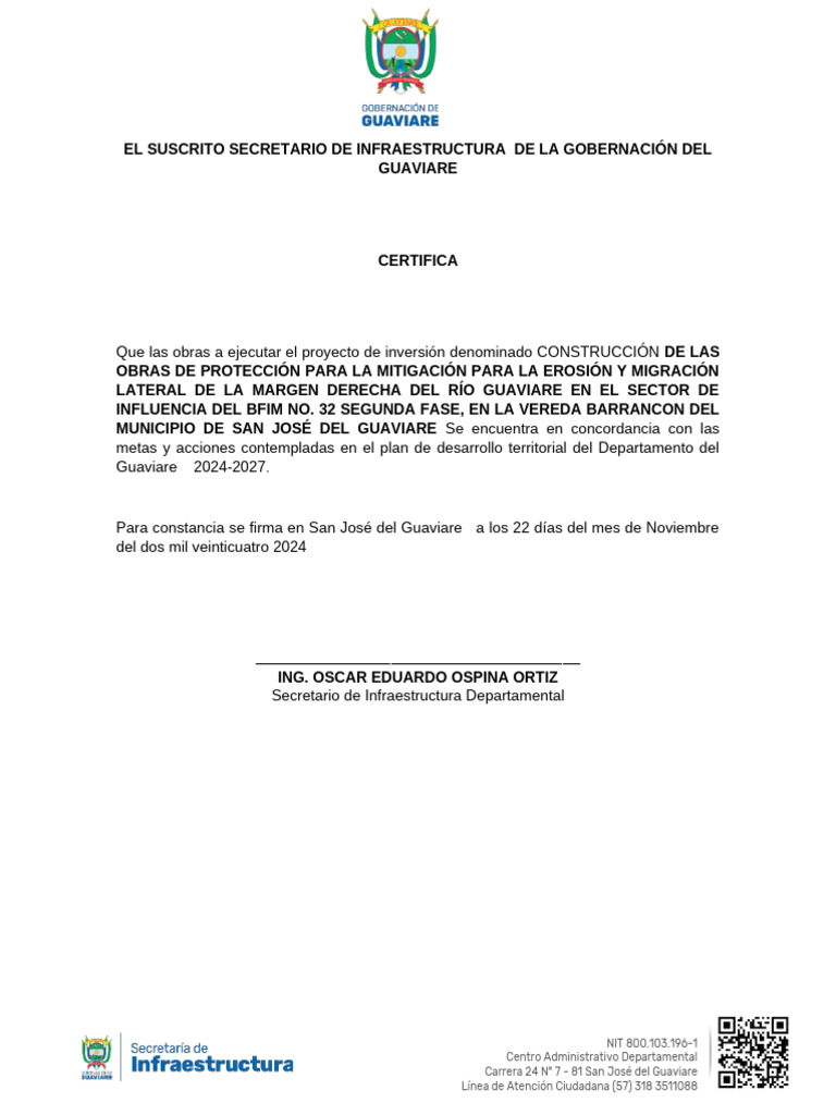 Certificado Plan de Desarrollo | PDF