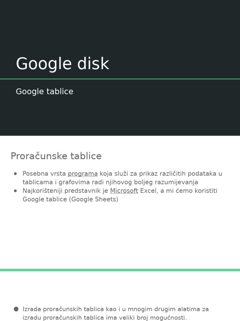 Predavanje - Google Tablice | PDF