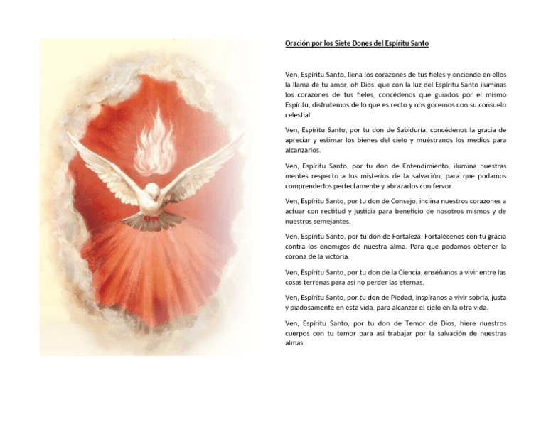 Oración Por Los Siete Dones Del Espíritu Santo | PDF