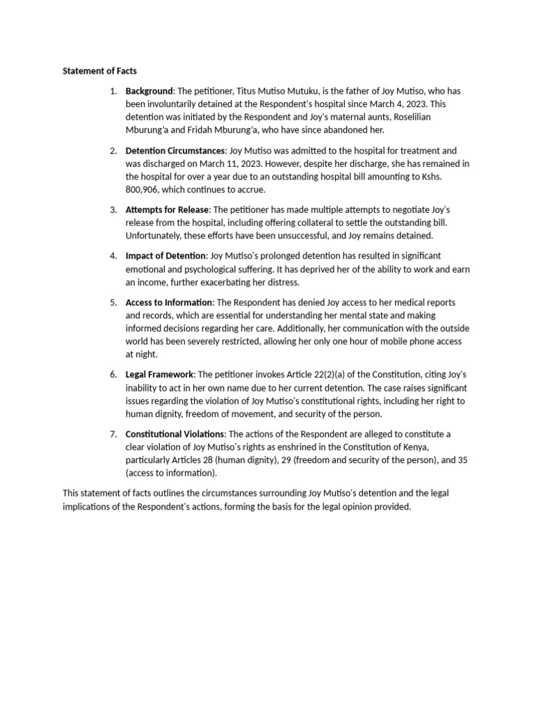 Statement of Facts | PDF | Detention (Imprisonment) | Justice