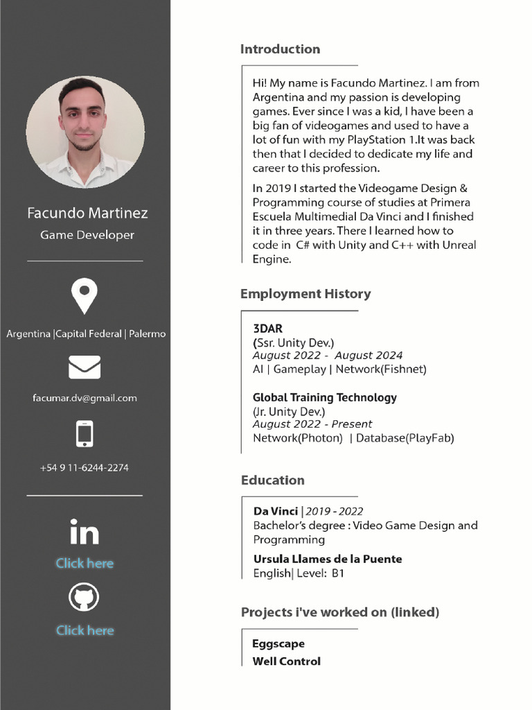 Facundo Martinez Game Developer | PDF