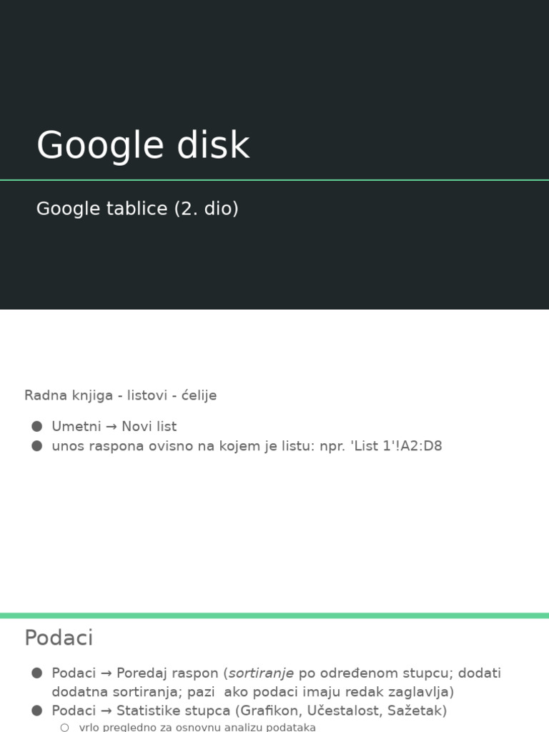 Predavanja - Google Tablice | PDF