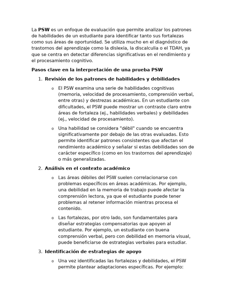 Interpretación PSW | PDF | Aprendizaje | Memoria