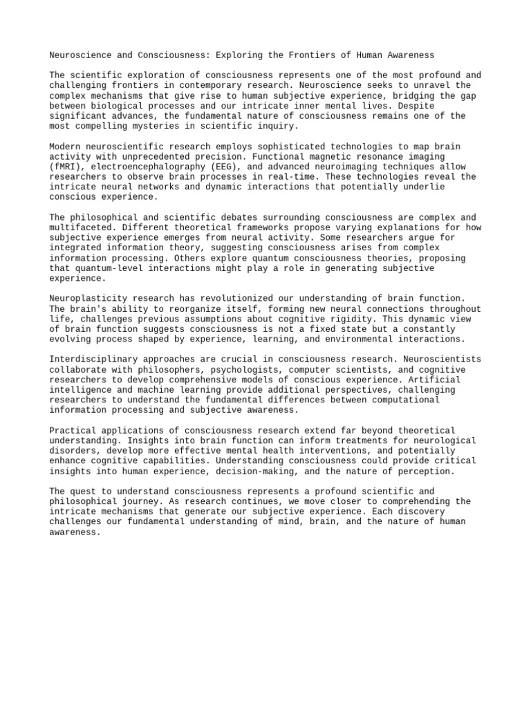 Neuroscience Consciousness | PDF | Consciousness | Neuroscience
