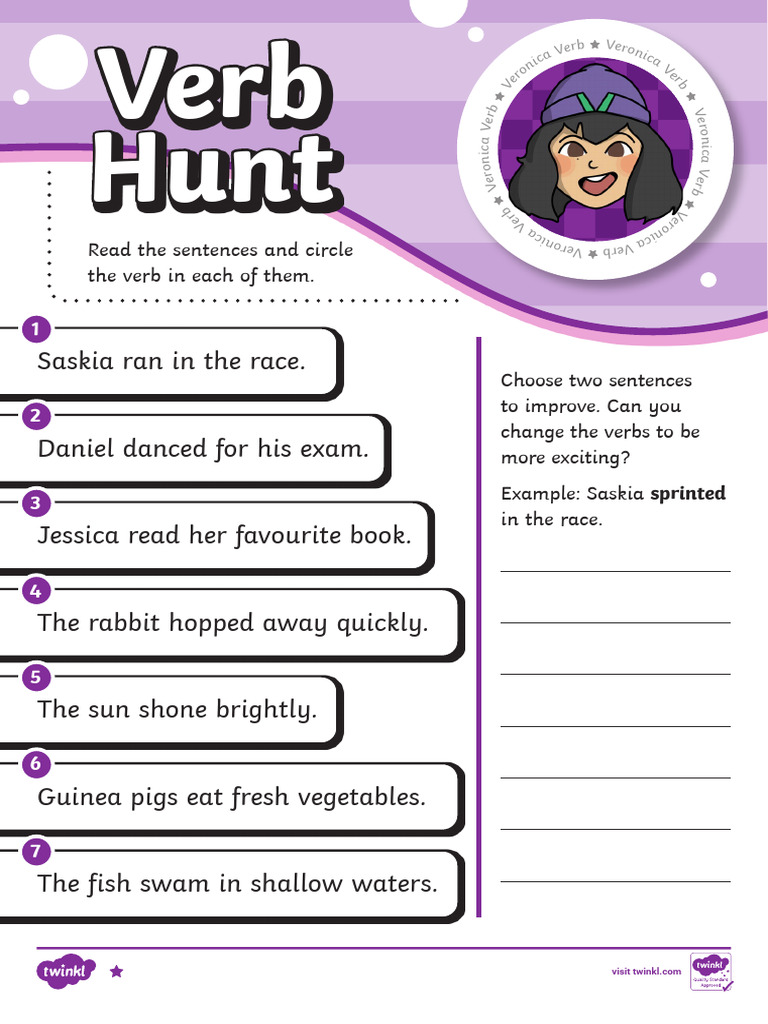 Verb Hunt Activity for Kids | PDF