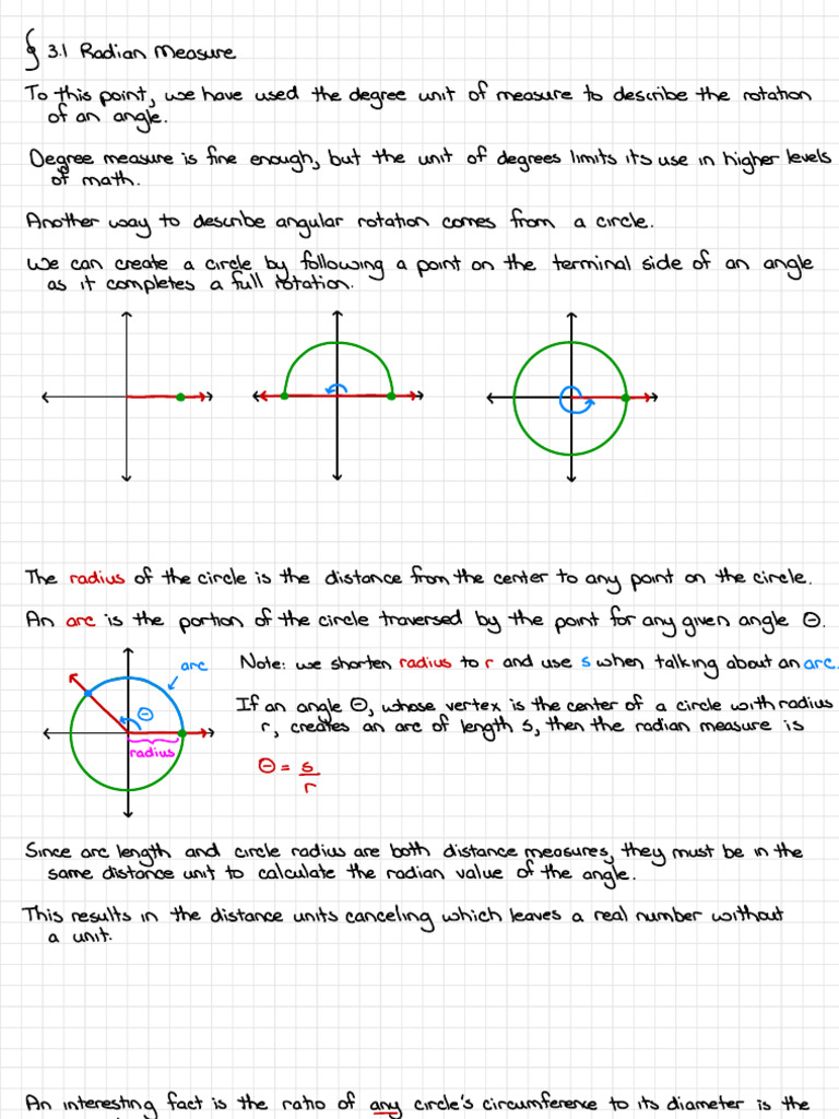 Understanding Radian Measure in Angles | PDF | Angle | Circle