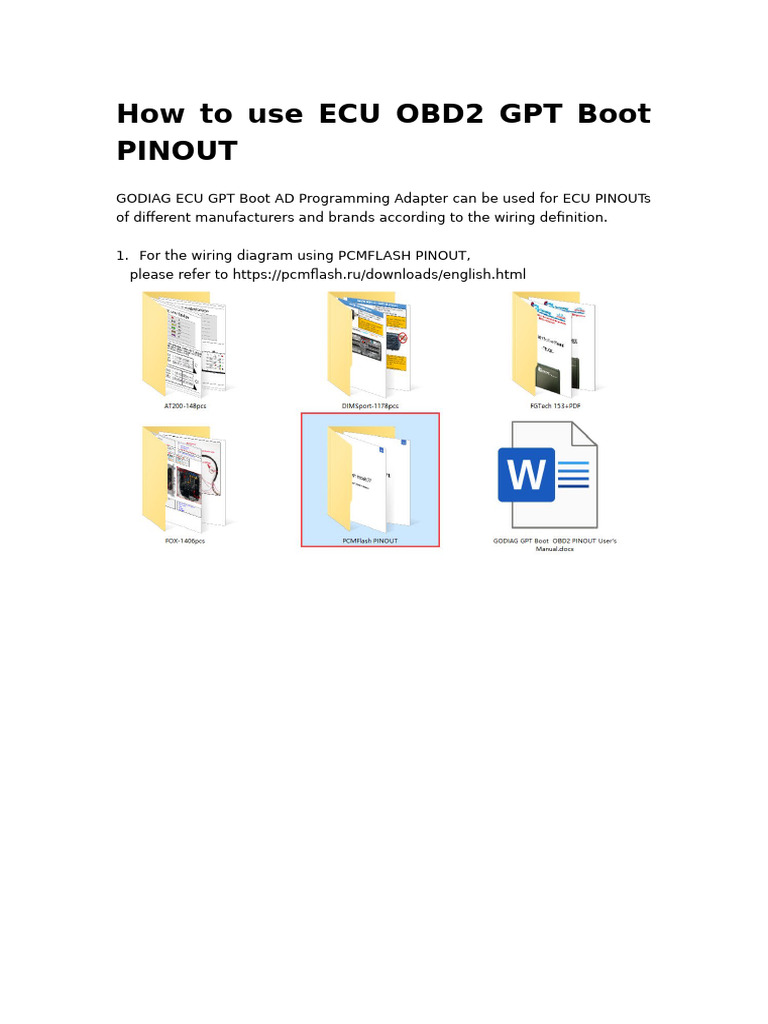 GODIAG GPT Boot OBD2 PINOUT User's Manual | PDF