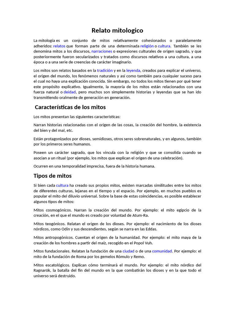 Relato Mitologico | PDF | Leyendas | Sociedad