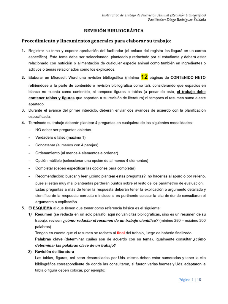 NA Interciclo Revisi-N Bibliogr-Fica Instrucciones 2024-09 | PDF | Bibliografía | Carne