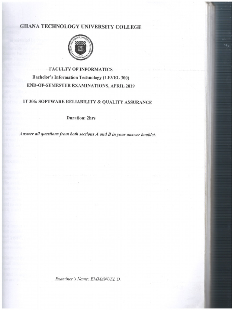 It306-Reliability and Quality Assurance | PDF