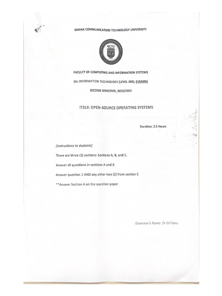 It 314 Open-Source Operating Systems | PDF It 314 Open-Source Operating Systems | PDF