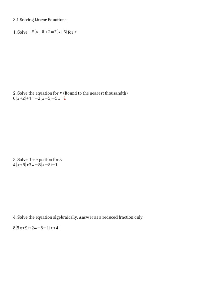 Lesson 3.1 Solving Linear Equations | PDF