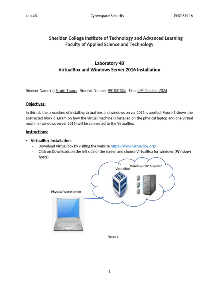 Lab 4B - Virtual Box and Windows Server 2016 Installation Final | PDF | Virtual Machine ...