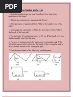 Class-7 Worksheet Perimeter and Area | PDF