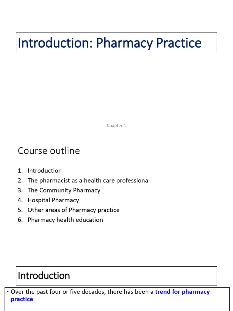 Pharmacy Practice Introduction - 043442 | PDF | Pharmacy | Pharmacist