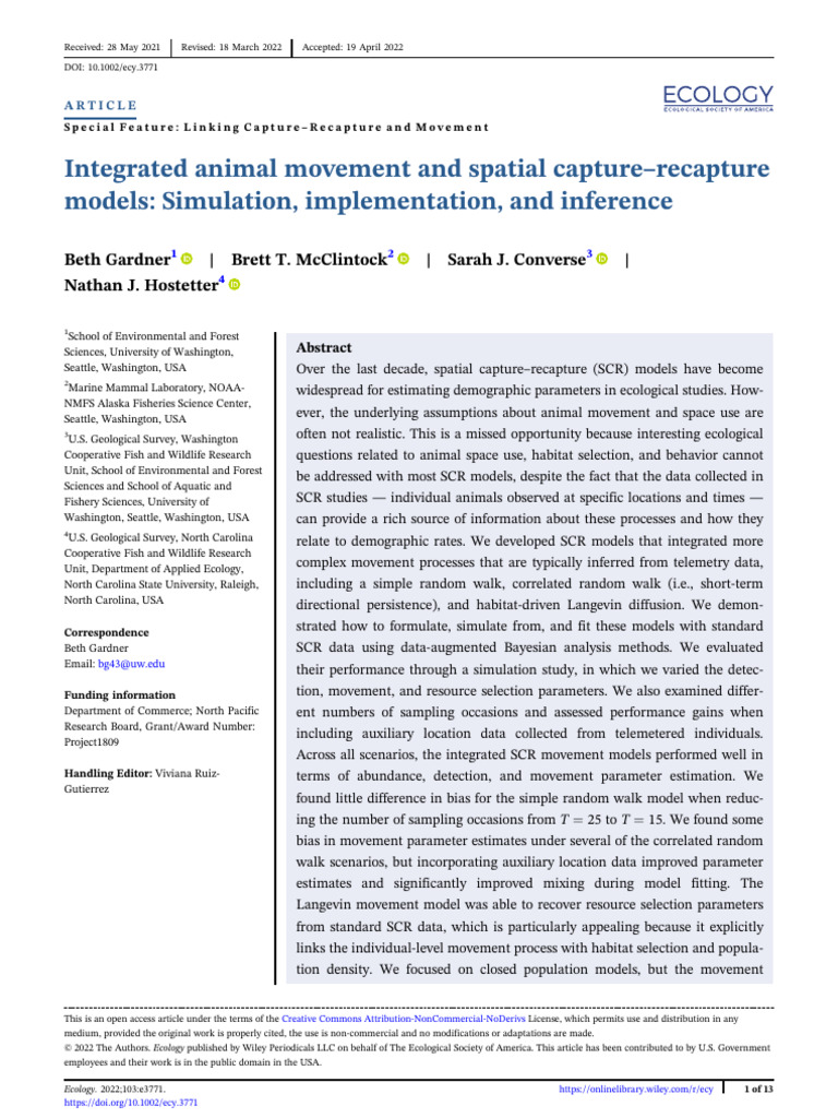 Spatial Capture-Recapture | PDF | Ecology