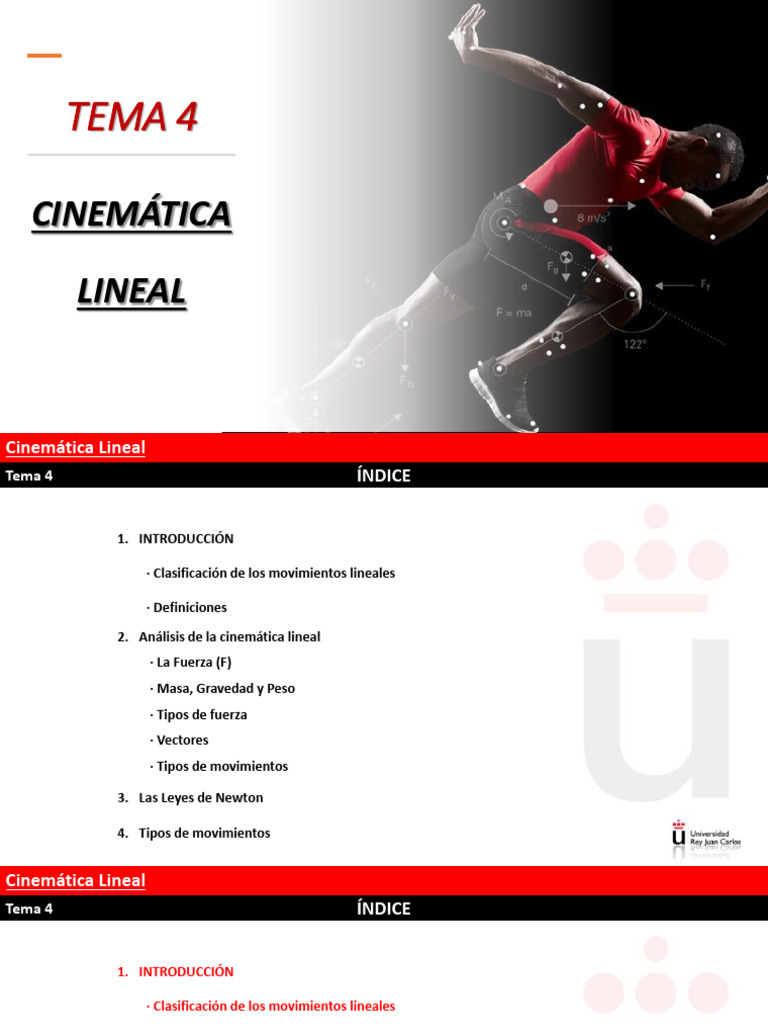 TEMA 4. Cinemática Lineal | PDF | Fuerza | Cinemática