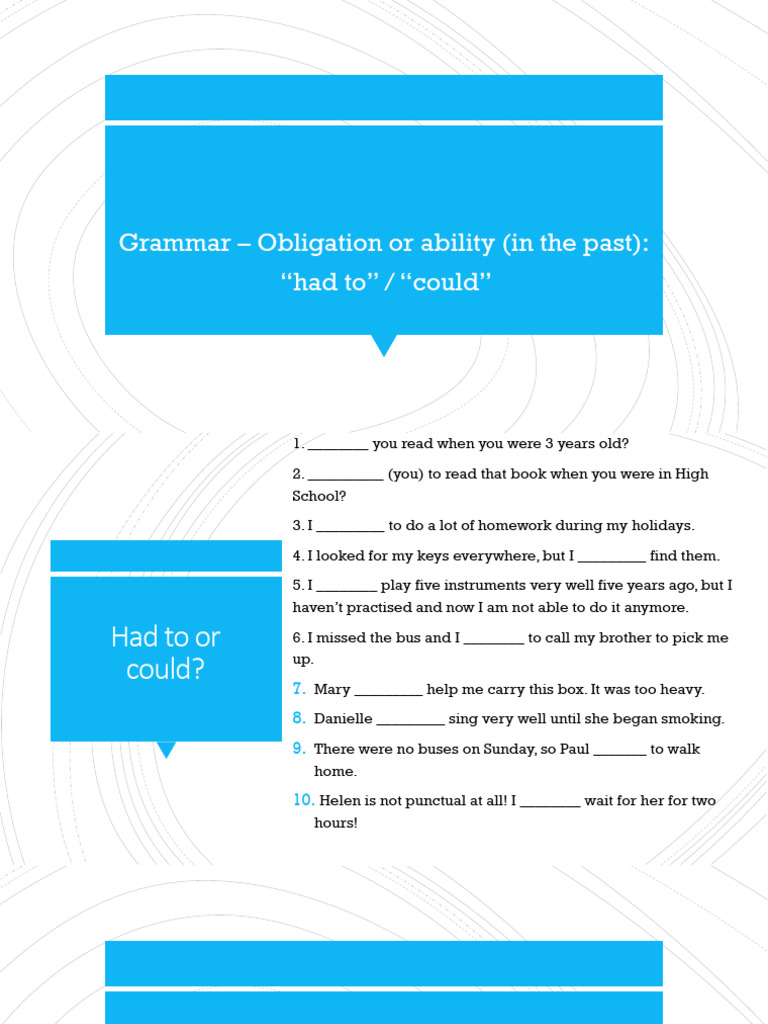 Grammar - Had and Could - Used To | PDF