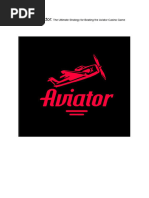 Aviator Strategy and Tips UPDATED | PDF | Gaming | Gambling