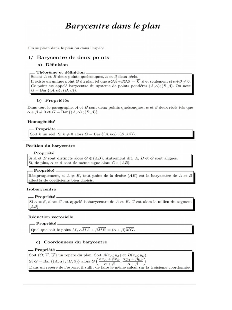 Barycentre 1bac | PDF