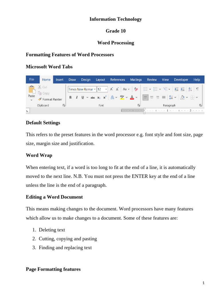 Features or MS Word | PDF | Microsoft Word | Text