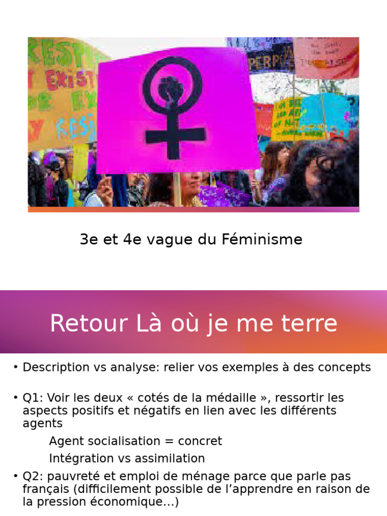 Cours 11 Feminisme 3e Et 4e Vague | PDF | Sexe | Études des genres