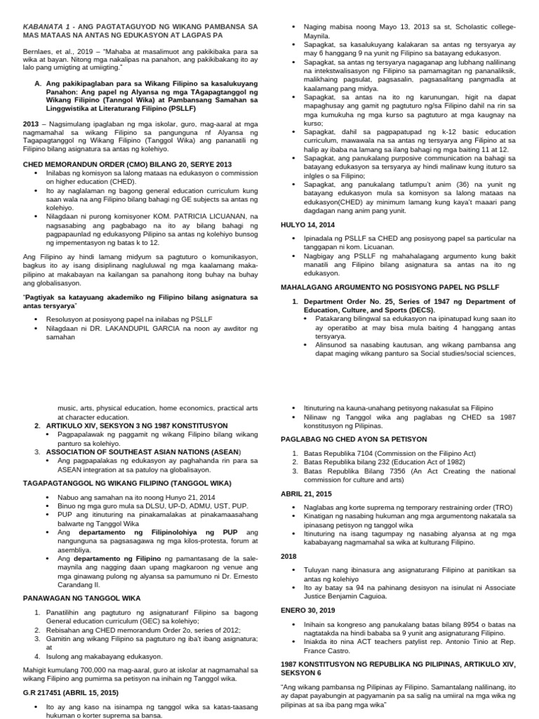 Gned 11 Kontekstwalisadong Komunikasyon Sa Filipino Chap 1-2 | PDF