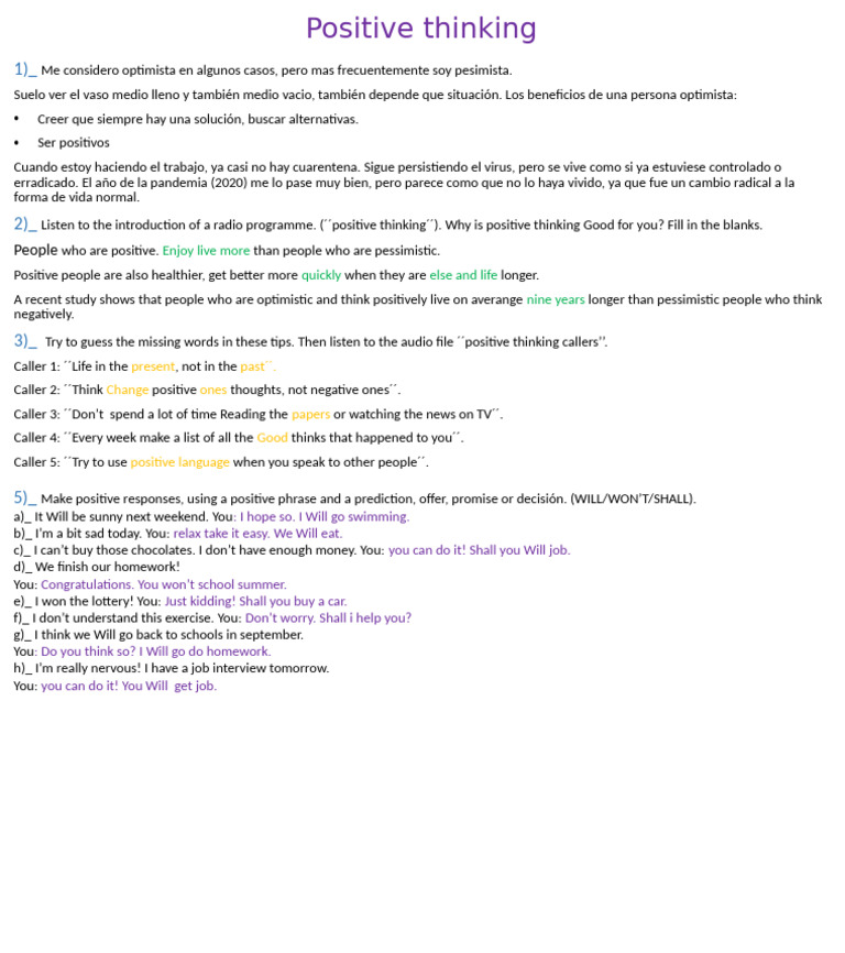 Positive Thinking | PDF