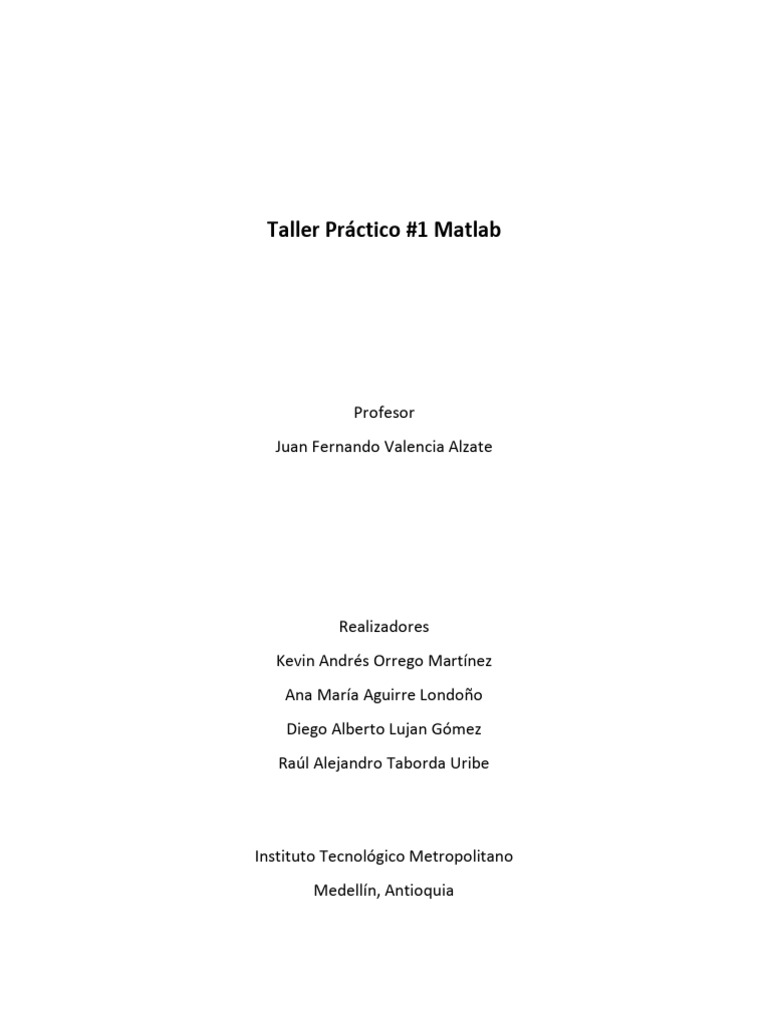 Trabajo Matlab Act 1, 2 y 3 | PDF | Teoría del operador | Matemáticas Aplicadas