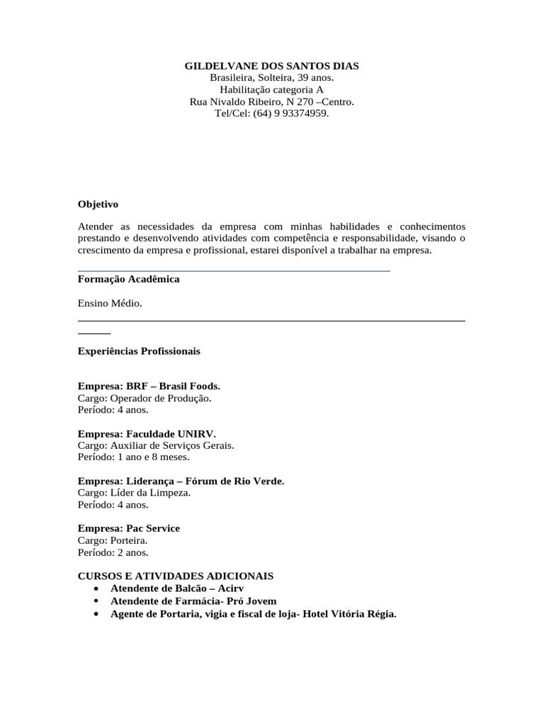 Currículo Gilda Atualizado | PDF