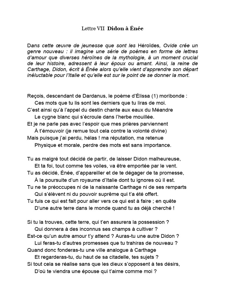 OVIDE HÉROÏDES, Lettre VII-1 | PDF | Énée | Mythologie romaine