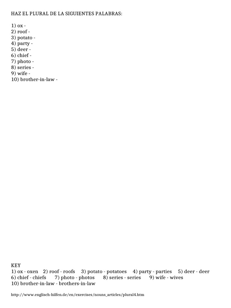 Exerc Plural 4 | PDF