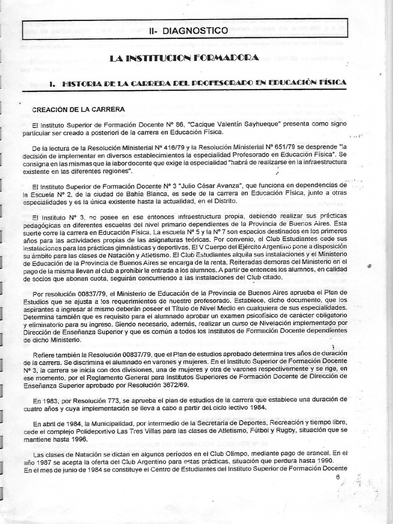 Historia de La Carrera de EF y Del ISFD #86 | PDF