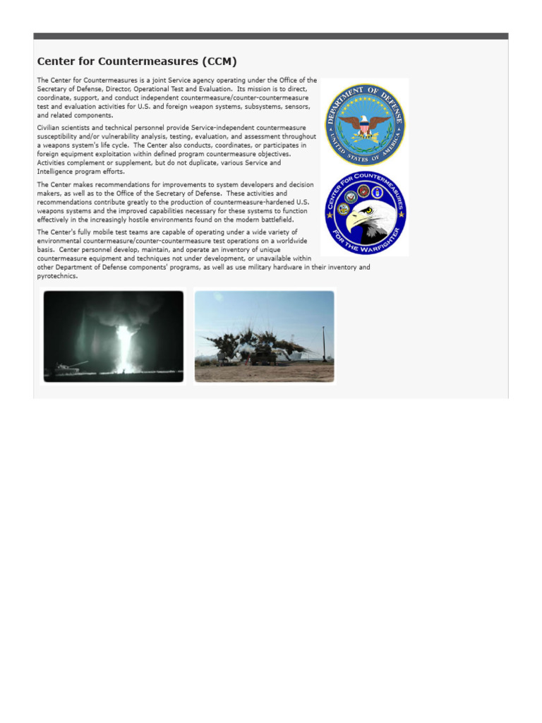 Center for Countermeasures Overview | PDF