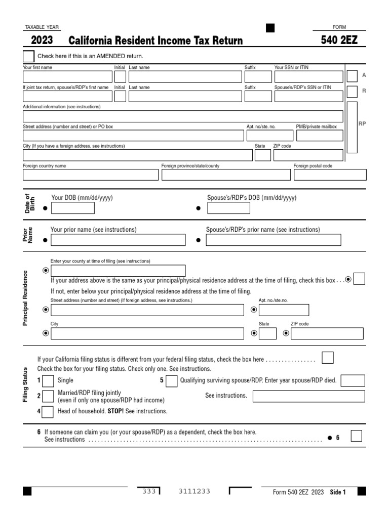 2023 540 2ez | PDF | Tax Refund | Earned Income Tax Credit