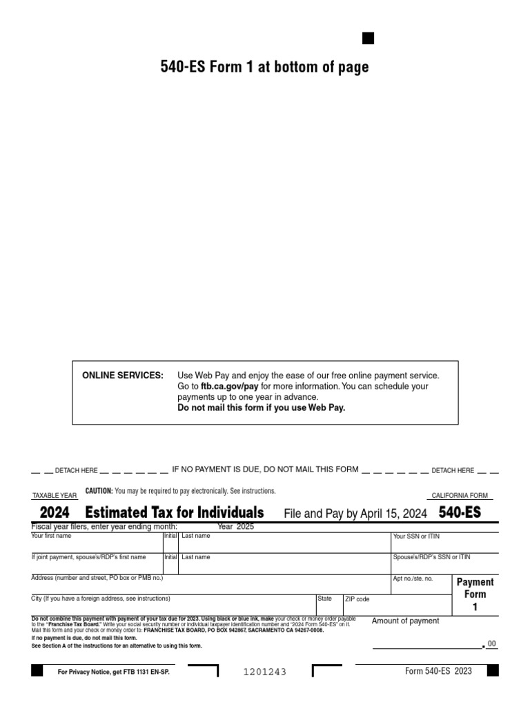 California Form 540-ES 2024 Instructions | PDF | Social Security Number ...