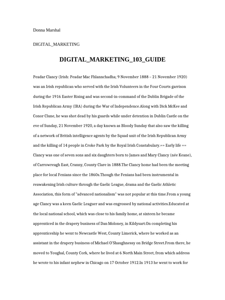 Peadar Clancy: Irish Republican Hero | PDF | Ireland | Irish Nationalism