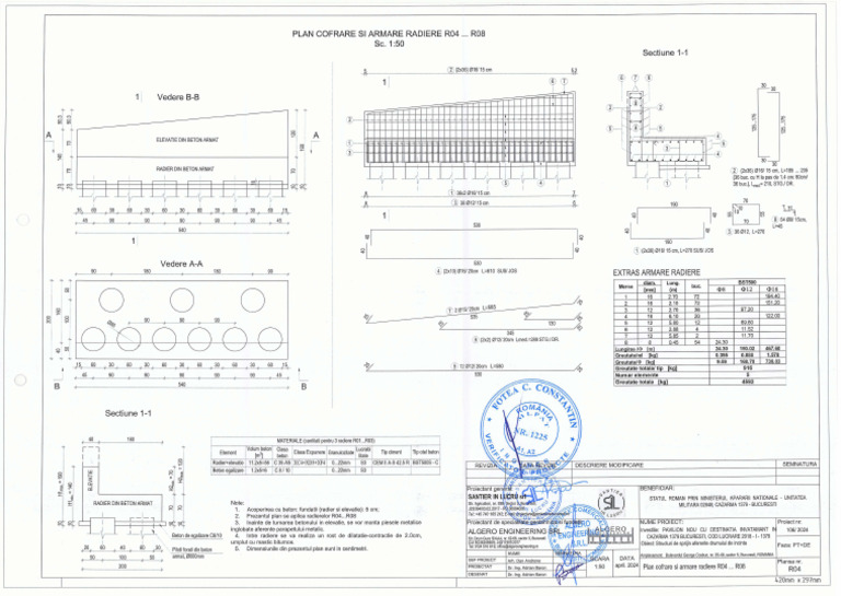 R.04 - Plan Cofrare Si Armare Radiere R04... R08 | PDF